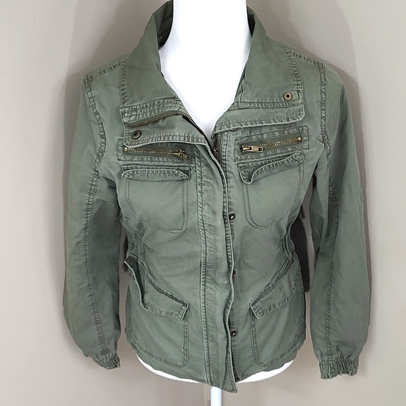 Ambiance | Jackets & Coats | Ambiance Full Zip Utility Jacket In Green ...